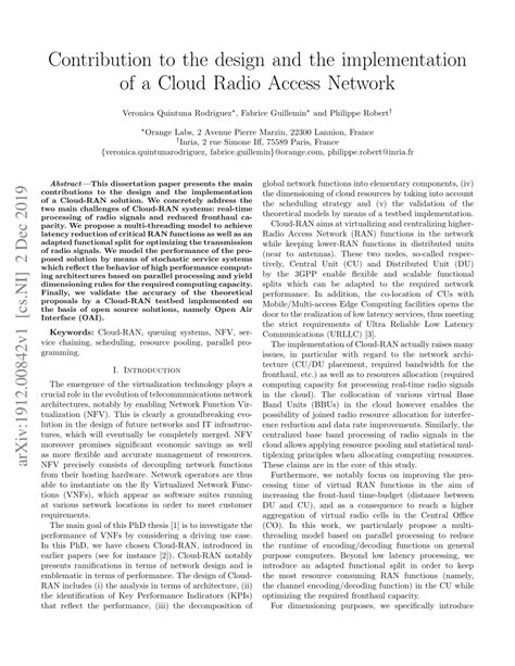 Pdf Contribution To The Design And The Implementation Of A Cloud Radio Access Network
