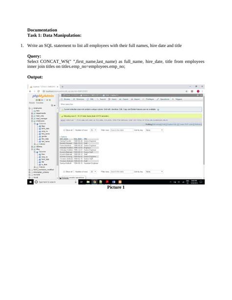 SQL Statements For Data Manipulation And Database Testing On Employees