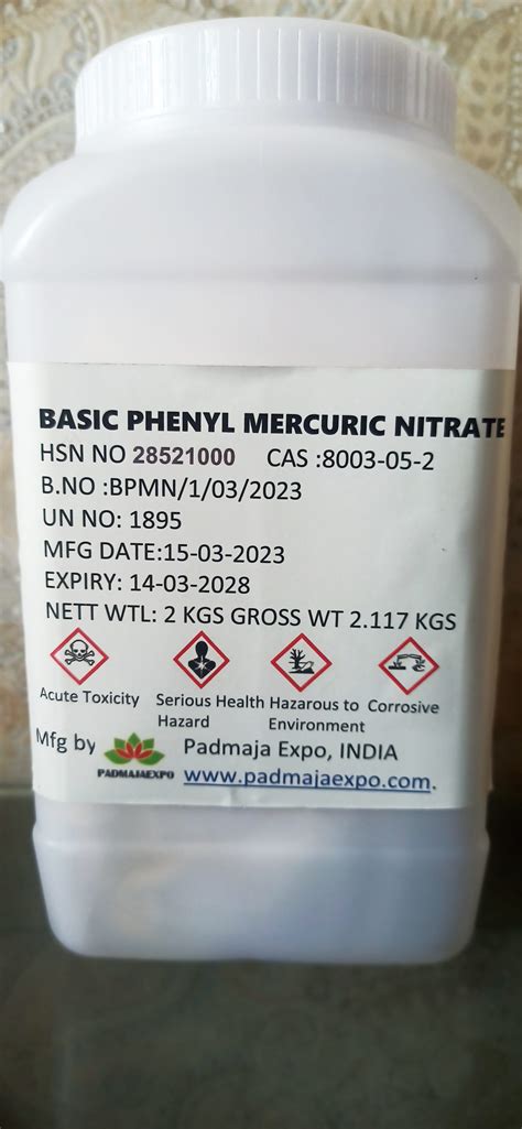 Basic Phenyl Mercury Nitrate Cas 8003 05 2 Padmaja Expo