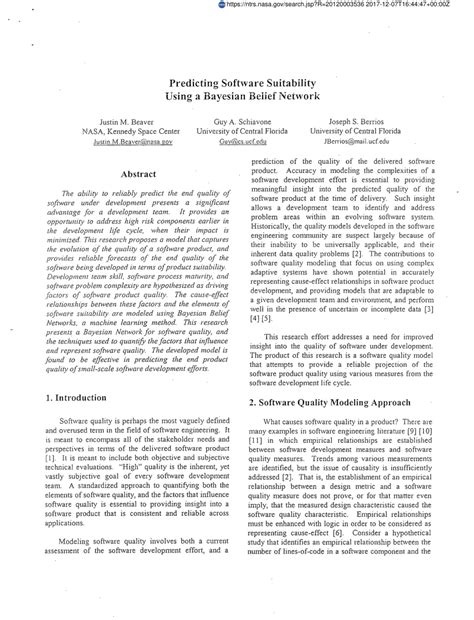 pdf predicting software suitability using a bayesian belief network