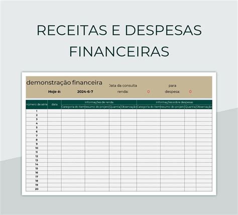 Planilhas Sistema De Gerenciamento De Receitas E Despesas Financeiras