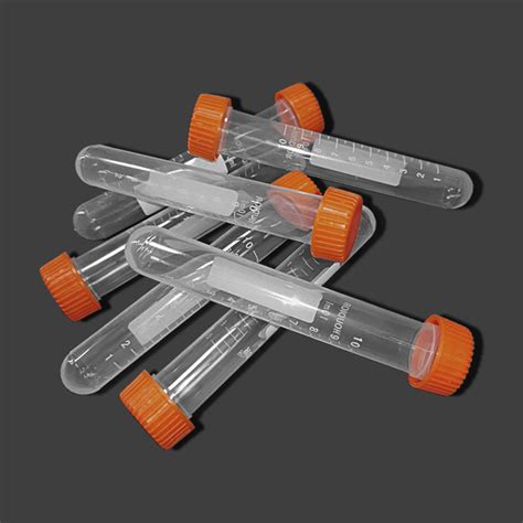 50 개가방 10ml 스크류 캡 둥근 바닥 원심 분리기 튜브 실험실 샘플 견본 저장을위한 규모와 플라스틱 테스트 튜브 학교 및 교육 용품