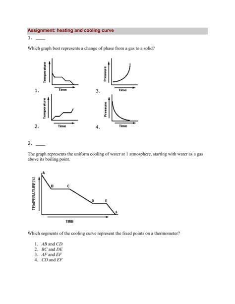 Heating And Cooling Curve Assignment