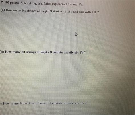 Solved 7 10 Points A Bit String Is A Finite Sequence Of