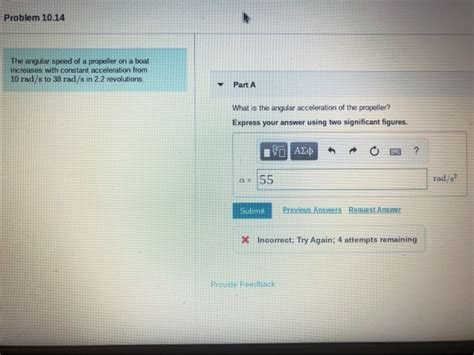Solved Problem 1014 The Angular Speed Of A Propeller On A