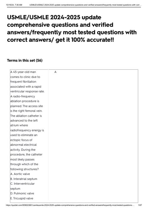 Usmle Usmle Update Comprehensive Questions And Verified Answers Frequently Most Tested Questions
