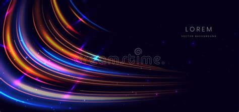 Abstract Futuristic Curved Glowing Neon Blue And Orange Light Ray On