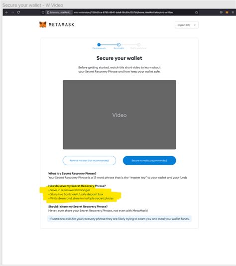 Secure Your Wallet Page Issue Metamask Metamask Extension Github