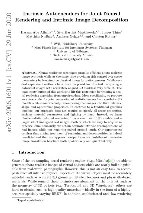 Pdf Intrinsic Autoencoders For Joint Neural Rendering And Intrinsic Image Decomposition