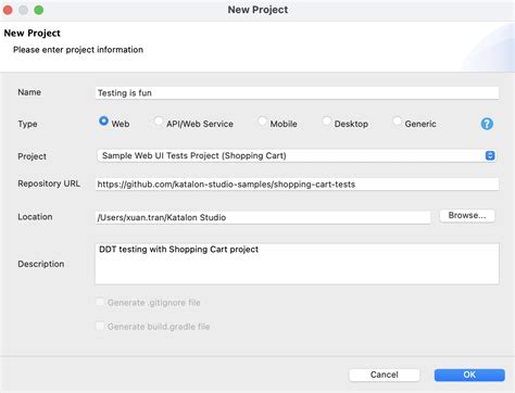 Create A Test Project In Katalon Studio Katalon Docs