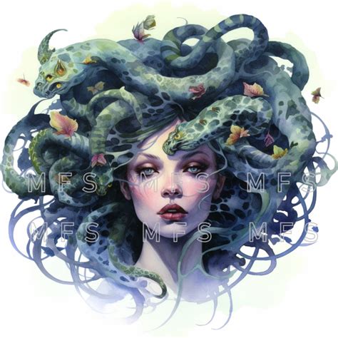 Watercolor Medusa Clipart 20 High Quality S Instant Digital