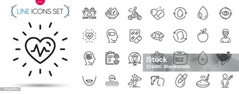 전자 온도계 Cyclist 및 캡슐 알약 라인 아이콘 팩 픽토그램 아이콘입니다 벡터 건강관리와 의술에 대한 스톡 벡터 아트 및 기타 이미지 건강관리와 의술 아이콘