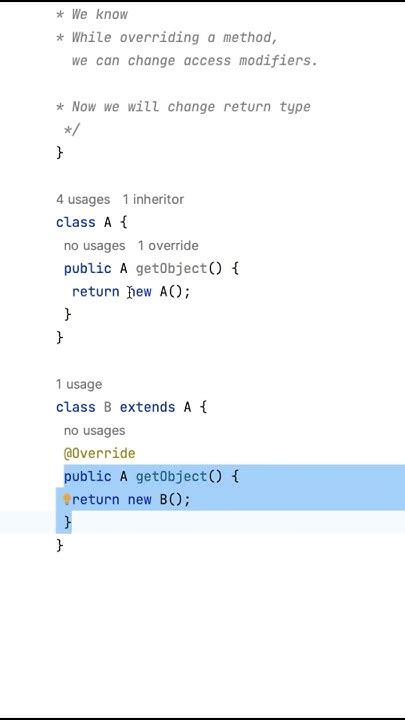 Covariant Return Type In Java Coding Javaclass Javaprogramming Programminglanguage Corejava
