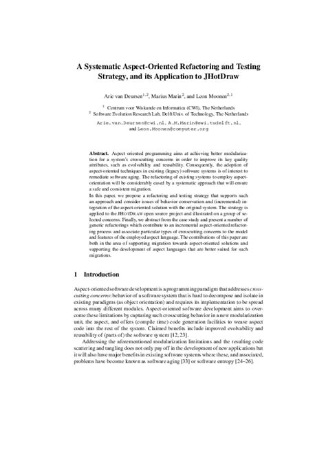 pdf a systematic aspect oriented refactoring and testing strategy and its application to jhotdraw