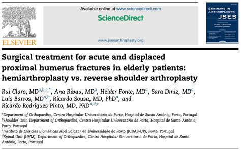Surgical Treatment For Acute And Displaced Proximal Humerus Fractures In Elderly Patients