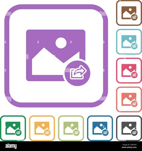 export image simple icons in color rounded square frames on white
