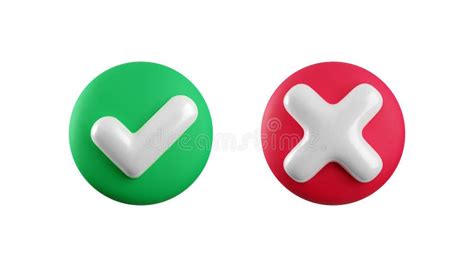 Vector 3d Checkmarks Icon Set Round Glossy Yes Tick And No Cross Buttons Isolated On White