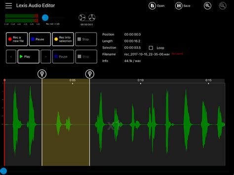 Record Direct Into An Open Sound File Ios Lexis Audio Editor