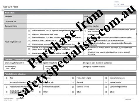 Rescue Plan Template Neca Safety Specialists