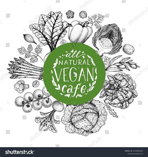 Vegan Food Label Hand Drawn Vector Stock Vector Royalty Free