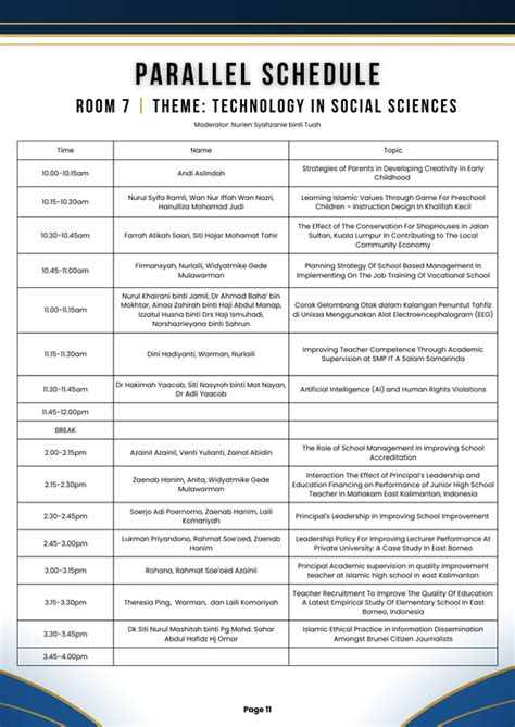 Program Schedule And Parallel Session