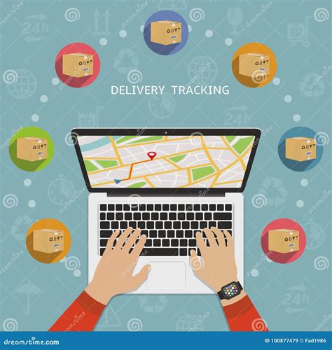 shipping parcel tracking order flat design concept a person keeps track of parcels stock vector