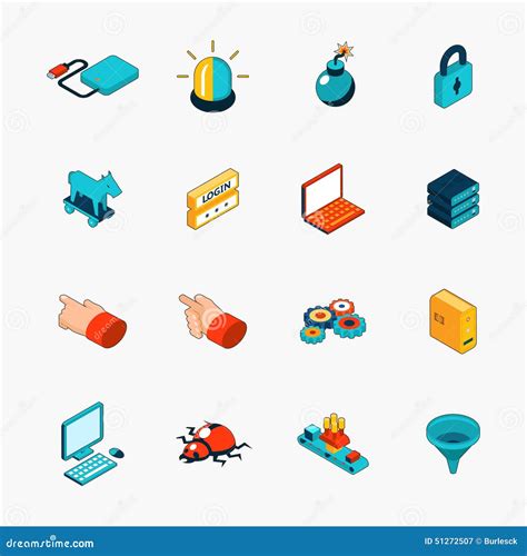 Isometric D Internet Security Web Icons Cartoon Vector CartoonDealer Com