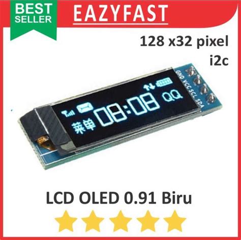 Jual Modul Lcd Oled 091 Inch Blue Biru Display Screen 091 128x32 I2c Arduino Module Di Seller