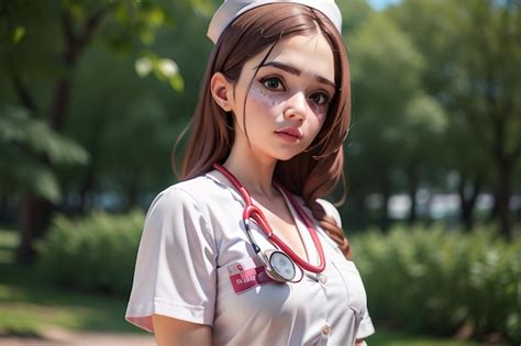 A Nurse Wearing A Nurse Uniform With A Stethoscope Around Her Neck Premium AI Generated Image