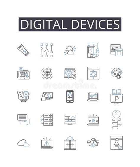 Digital Devices Line Icons Collection Electronic Gadgets Advanced Technology Cyber Appliances