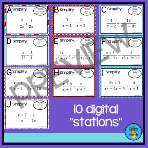 Adding And Subtracting Rational Expressions Digital Activity Scavenger Hunt Classful