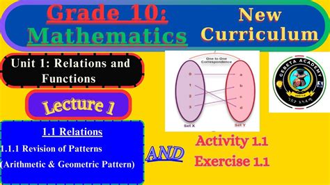 Grade 10 Mathematics Unit 1 Lecture 1 1 1 Relations 1 1 1 Revision Of Patterns Youtube