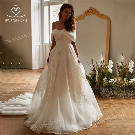Swansarah 민소매 웨딩 드레스 2022 패션 보트 넥 지퍼 A 라인 코트 트레인 공주 신부 가운 M140 Vestido