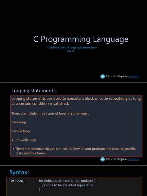 C Language Looping Statements Pdf