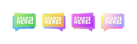 Premium Vector Start Here Sign Flat Color Message Bubble Start Here