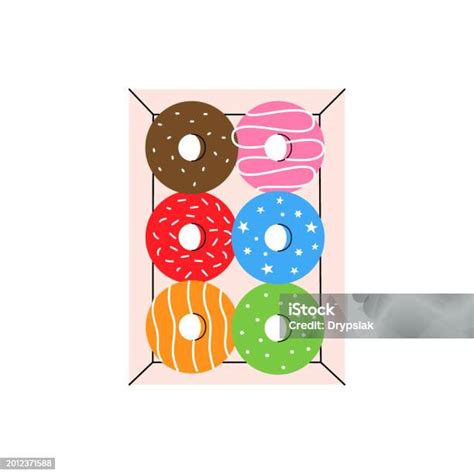 상자에 도넛 베이커리 달콤한 과자 음식 벡터 일러스트 레이 션입니다 가루 설탕에 대한 스톡 벡터 아트 및 기타 이미지 가루 설탕 다중 색상 달콤한 음식 Istock