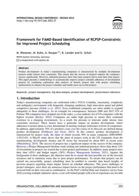 pdf framework for famd based identification of rcpsp constraints for