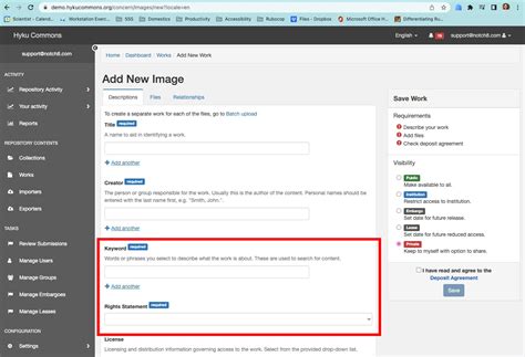 Work Upload Keyword And Rights Statement Are Flipped In Metadata