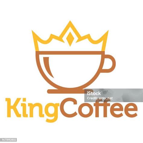 현대적인 평면 디자인 간단한 미니멀리스트 로얄 킹 커피 아이콘 디자인 템플릿 벡터 카페 커피숍 레스토랑 배지 엠블럼 및 라벨을 위한 현대적인 일러스트레이션 개념 스타일