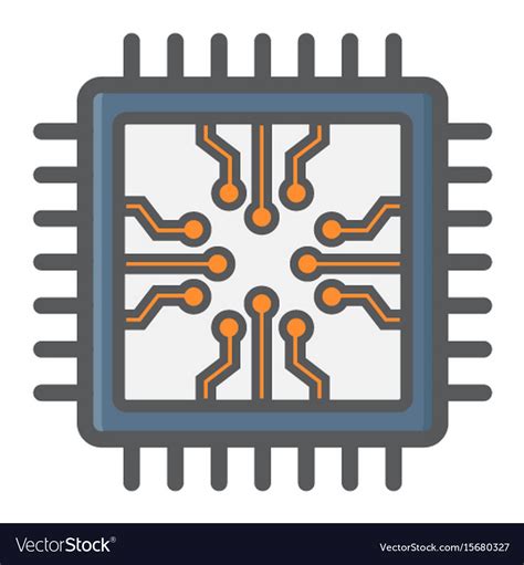 Chip Colorful Line Icon Circuit Board And Cpu Vector Image