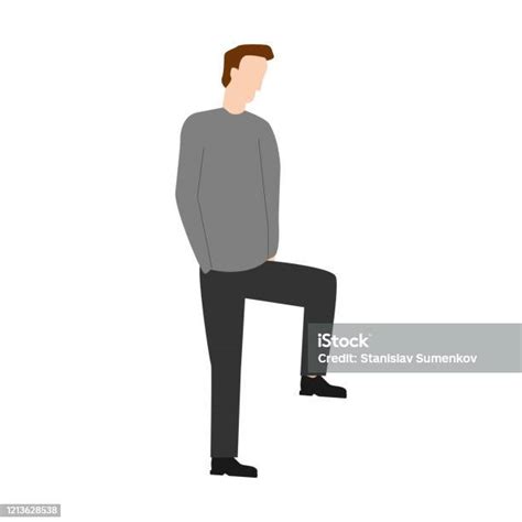 남자 서 주머니에 손을 흰색 배경에 고립 된 평면 만화 캐릭터eps 남자에 대한 스톡 벡터 아트 및 기타 이미지 남자