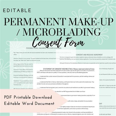 Consent Form For Microblading Etsy