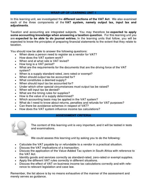 wrap up of learning unit 1 and assessment criteria pdf value added