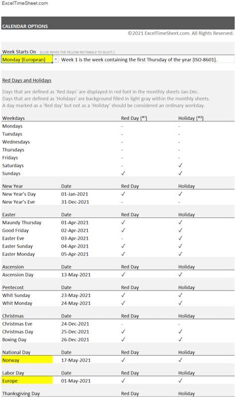Calendar ExcelTimeSheet