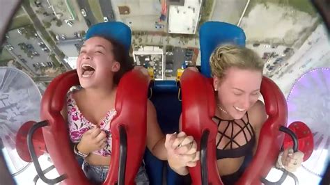 Kaylee And Autumn Slingshot Ride Reaction Reversed Youtube