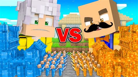ლავის არმია Vs წყალის არმია Minecraft Youtube