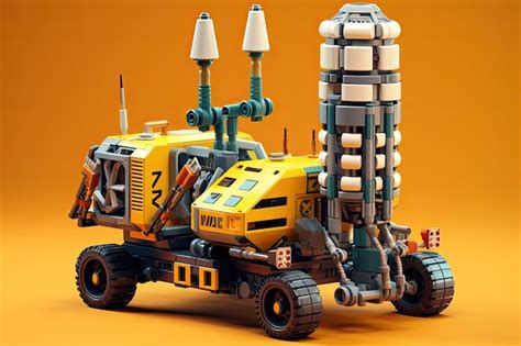 Premium Ai Image 3d Illustration Mining Drill Mining Machine In Orange Background