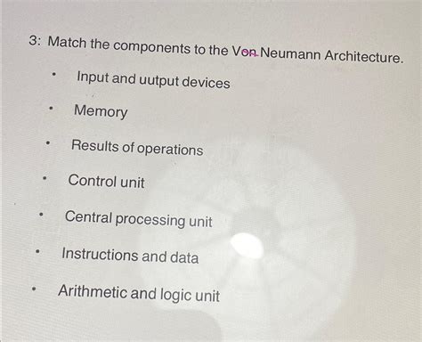 Solved Match The Components To The Von Neumann Chegg Com