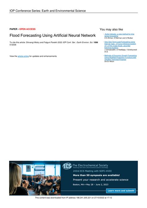 Pdf Flood Forecasting Using Artificial Neural Network