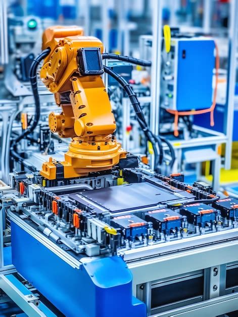 Premium Ai Image Generative Ai Transducer On Industrial Machine Robot In Assembly Line Working